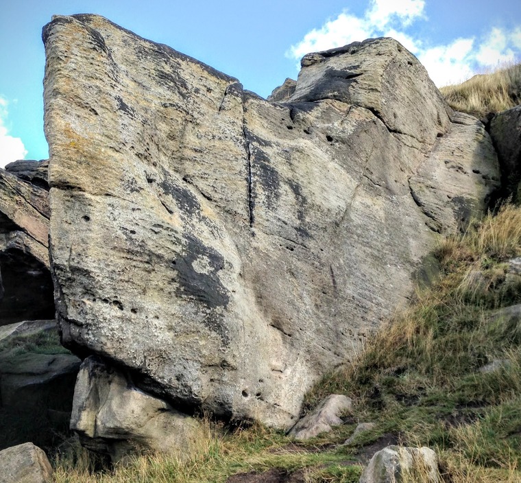Wedge Crack at The Wedge Boulder, Almscliffe